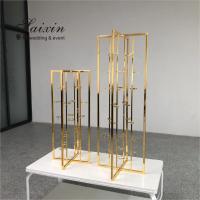 China Gold Wedding Flower Stands Black Display Floor Candlestick Holder Table Metal Candle 120cm for sale