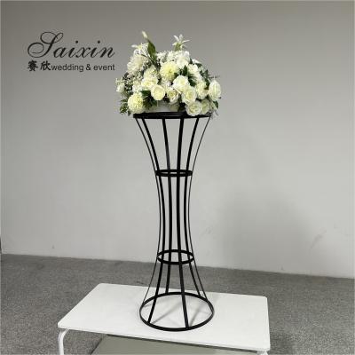 China Tall Black Metal Flower Stand Wedding Centerpiece 100cm H 40cm W for sale