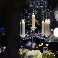 China 5 Arm Crystal Glass Candelabra Centerpiece 110cm Wedding Event Decoration Clear for sale