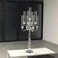 China ZT-352 Tall Crystal Candelabra 110cm for Wedding Table Centerpieces Clear Glass for sale