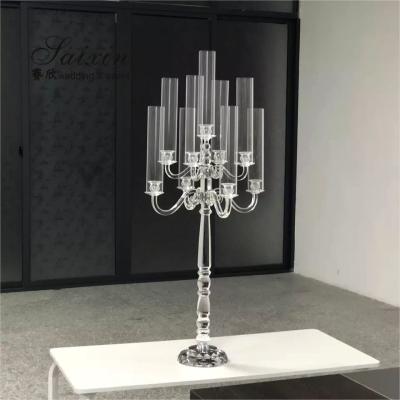 China ZT-352 Tall Crystal Candelabra 110cm for Wedding Table Centerpieces Clear Glass for sale