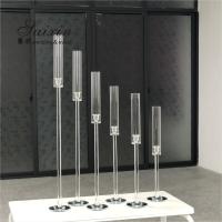 China Wholesale Crystal Hurricane Candle Holder Set 6pcs Tall Glass Tubes for Wedding Table Decor 68-118cm for sale