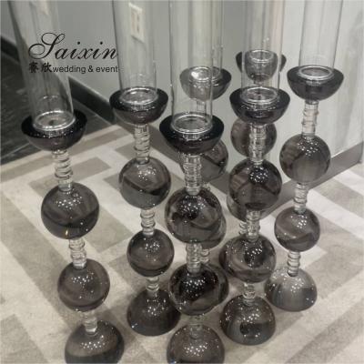 China Crystal Cylinder Candle Holder Hurricane Globe 70cm 80cm 90cm Antique Wedding Centerpiece for sale