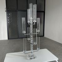 China ZT-558S 9-Arm Crystal Candelabra Candle Holder - 120cm Tall Square Design for Wedding Centerpieces for sale