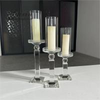 China Bulk Crystal Glass Candlestick Holders Set of 3 Gold 38cm 43cm 48cm Wedding Centerpiece for sale