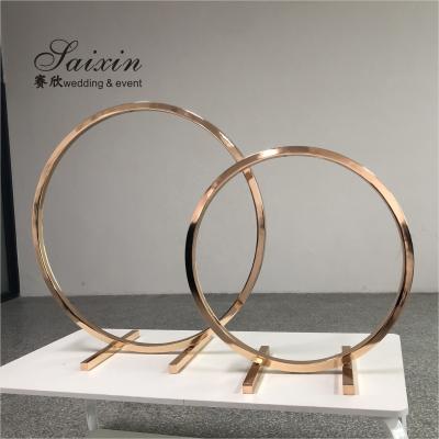 China Gold Metal Round Arch Flower Stand D80CM Wedding Centerpiece for Event Decor Equipment for sale