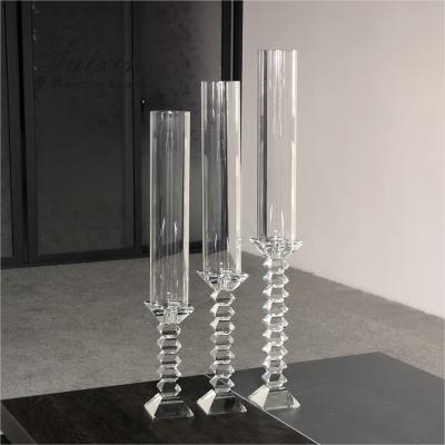 China set of 3 crystal candle holder chimney for sale