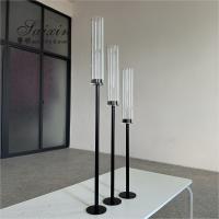China 3pcs Set Long Stem Gold Candle Holder with Chimney Tubes 80cm Wedding Table Decor for sale