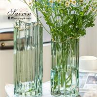 China Wholesale Gold Rim Glass Vase 30cm Height 10cm Width Crystal Wedding Party Home Decoration for sale