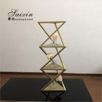 China ZT-535 Saixin Triangle Gold Metal Flower Stand 100cm High for Wedding Table Centerpieces for sale