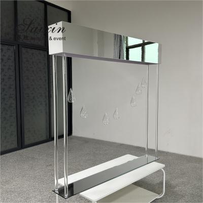China ZT-591 Saixin Crystal Flower Stand with Mirror Holder 150cm x 150cm for Wedding Centerpieces for sale