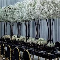 China Tall Iron Black Flower Stand 100cm Wedding Decor Centerpiece Metal Vase Holder for sale