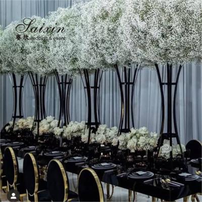 China Tall Iron Black Flower Stand 100cm Wedding Decor Centerpiece Metal Vase Holder for sale