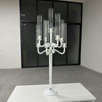 China Crystal Glass Candelabra 9 Arms 110CM Wedding Table Centerpiece White for sale