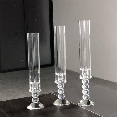 China ZT-014C Clear Crystal Candle Holders 40cm 45cm 50cm Height Wedding Centerpieces for sale