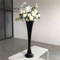 China 80cm-100cm Tall Black Glass Stemmed Hurricane Vase for Wedding Table Centerpiece - Crystal/Glass Material with Custom Sizing for sale