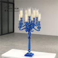 China 9-Arm Crystal Candelabra 130cm Tall Wedding Centerpiece in Blue, White, Pink, Red Colors for sale