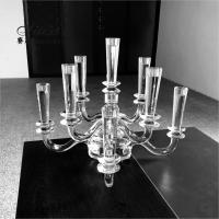 China 9 Branch Crystal Glass Candelabra 55cm Clear Candle Stand for Wedding Home Decor for sale
