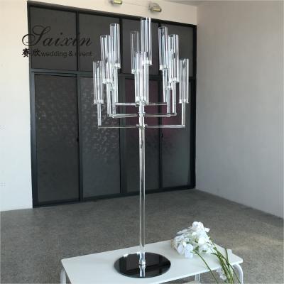 China 13 Arms Crystal Glass Candelabra Centerpiece Wedding 150cm Clear Tall for sale