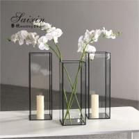 China Black Glass Candle Holder Centerpiece Candelabra for Wedding Table 40cm 45cm for sale