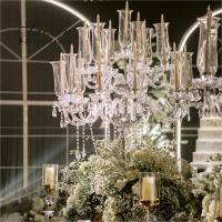 China 16 Arms Crystal Glass Candelabra Floor Lamp 135cm Clear Crystal Candle Holder for Wedding for sale