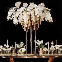 China Gold Metal Pipe Tall Stand 140cm for Wedding Decoration Flower Arrangement ZT-578G for sale