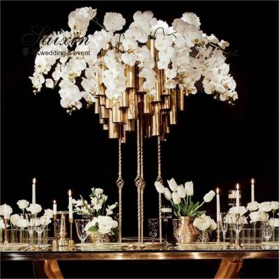 China Gold Metal Pipe Tall Stand 140cm for Wedding Decoration Flower Arrangement ZT-578G for sale