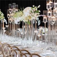 China ZT-472 9-Arm Crystal Candle Holder for Floating Candles 130cm Height 35cm Width Clear Finish for sale