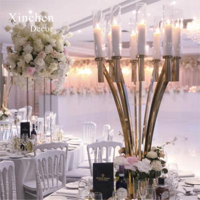 China Luxury Metal Candle Holder 130cm Tall for Wedding Table Decoration Silver Gold for sale