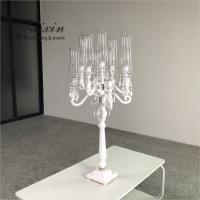 China Crystal 9 Arm Candlestick Holder 100cm Clear Luxury Wedding Party Decoration for sale