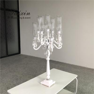 China Crystal 9 Arm Candlestick Holder 100cm Clear Luxury Wedding Party Decoration for sale