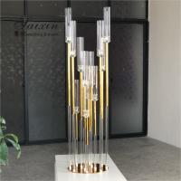 China 12 Arm Crystal Candelabra 158cm Tall Gold Wedding Centerpiece Decorative Candelabra for sale