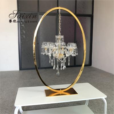 China Wholesale Oval Crystal Chandelier Centerpiece 120cm H 75cm W for Wedding Event Decoration for sale