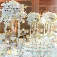 China Saixin Crystal Flower Vase 90cm x 22cm Clear Glass for Wedding Centerpieces and Event Decorations for sale