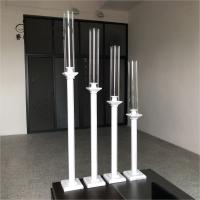 China 4 Pcs White Tall Crystal Candlestick Holders Wedding Decoration 70cm to 100cm for sale