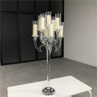China 9 Arms 95cm Tall Crystal Glass Candelabra Acrylic Crystal Candle Holder Centerpiece for Wedding for sale