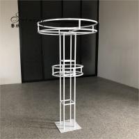 China Custom 150cm Tall White Wrought Iron Double Round Flower Stand for Wedding Centerpieces for sale