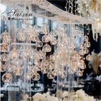 China Clear Acrylic Laser Cut Rectangle Pedestal Candle Stands 150cmx240cm Wedding Centerpiece for sale