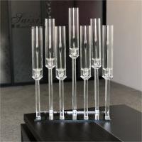 China 7 Arms Crystal Taper Candle Holders Event Table Decorations with Glass Tubes 50cmx70cm for sale