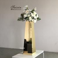China Gold Mirror Acrylic Wedding Centerpiece Pillar 100cm H for Flower Arrangement for sale