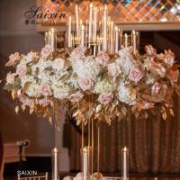 China ZT-563 Luxury 13 Arm Candle Holder Centerpiece 80cm Gold Wedding Decor with Flower Arrangements for sale