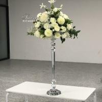 China Clear Crystal Flower Stand 75cm Wedding Centerpiece Table Decoration for Party for sale