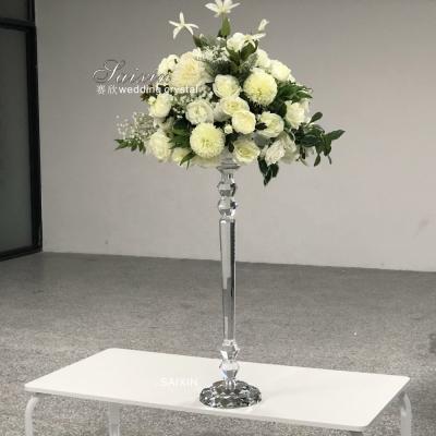 China Clear Crystal Flower Stand 75cm Wedding Centerpiece Table Decoration for Party for sale