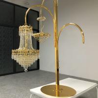 China ZT-560 Gold Metal Chandelier Centerpiece 4 Hooks Hanging Crystal Support 270cm Height Wedding Decoration for sale