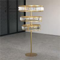 China Three Layer Crystal Gold Wedding Flower Stand 150cm Tall Centerpiece Decoration for sale
