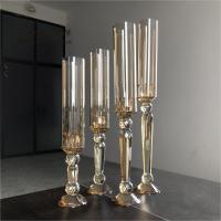 China Wholesale 4 Piece Champagne Gold Crystal Candle Holder Set 55cm Wedding Decor for sale