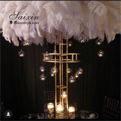 China 1.5m Tall Metal Double Round Flower Stand for Wedding Decoration 150cm for sale