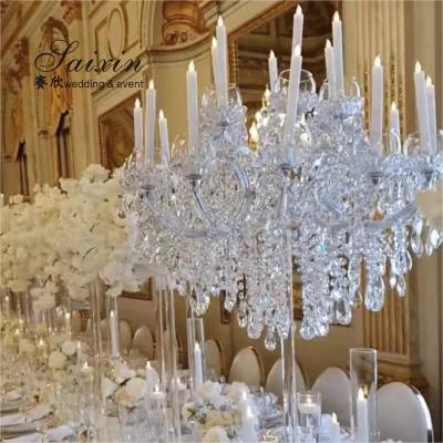 China 18 Arms Full Crystal Pendant Chandelier 126cm H 76cm W Clear Gold Silver for Wedding for sale