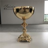 China SX-546 Gold Trophy Trumpet Vase 35cm x 25cm Metal Flower Stand for Wedding Decorations for sale