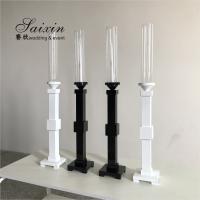 China 56cm x 13cm Single Square Pillar Crystal Candlestick for Wedding Party Decoration in White/Black for sale